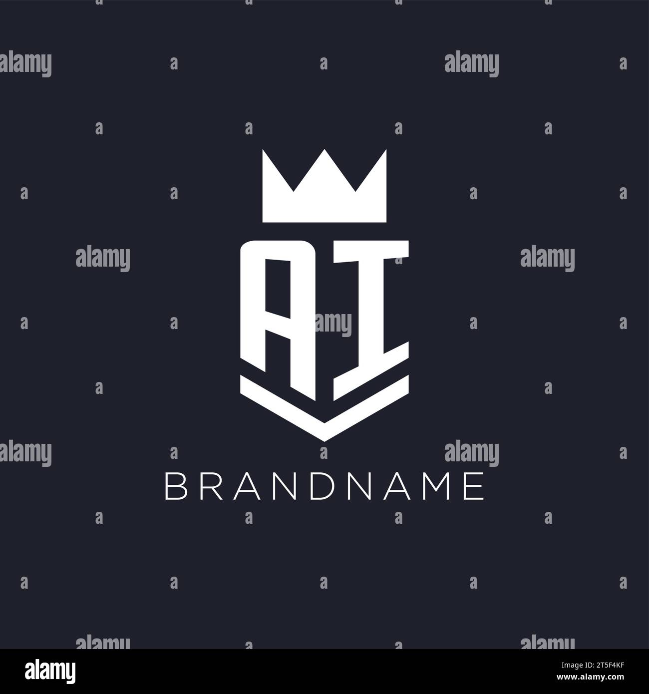 AI logo with shield and crown, initial monogram logo design ideas Stock ...