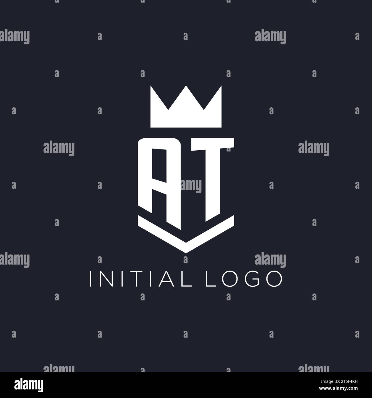 AT logo with shield and crown, initial monogram logo design ideas Stock ...