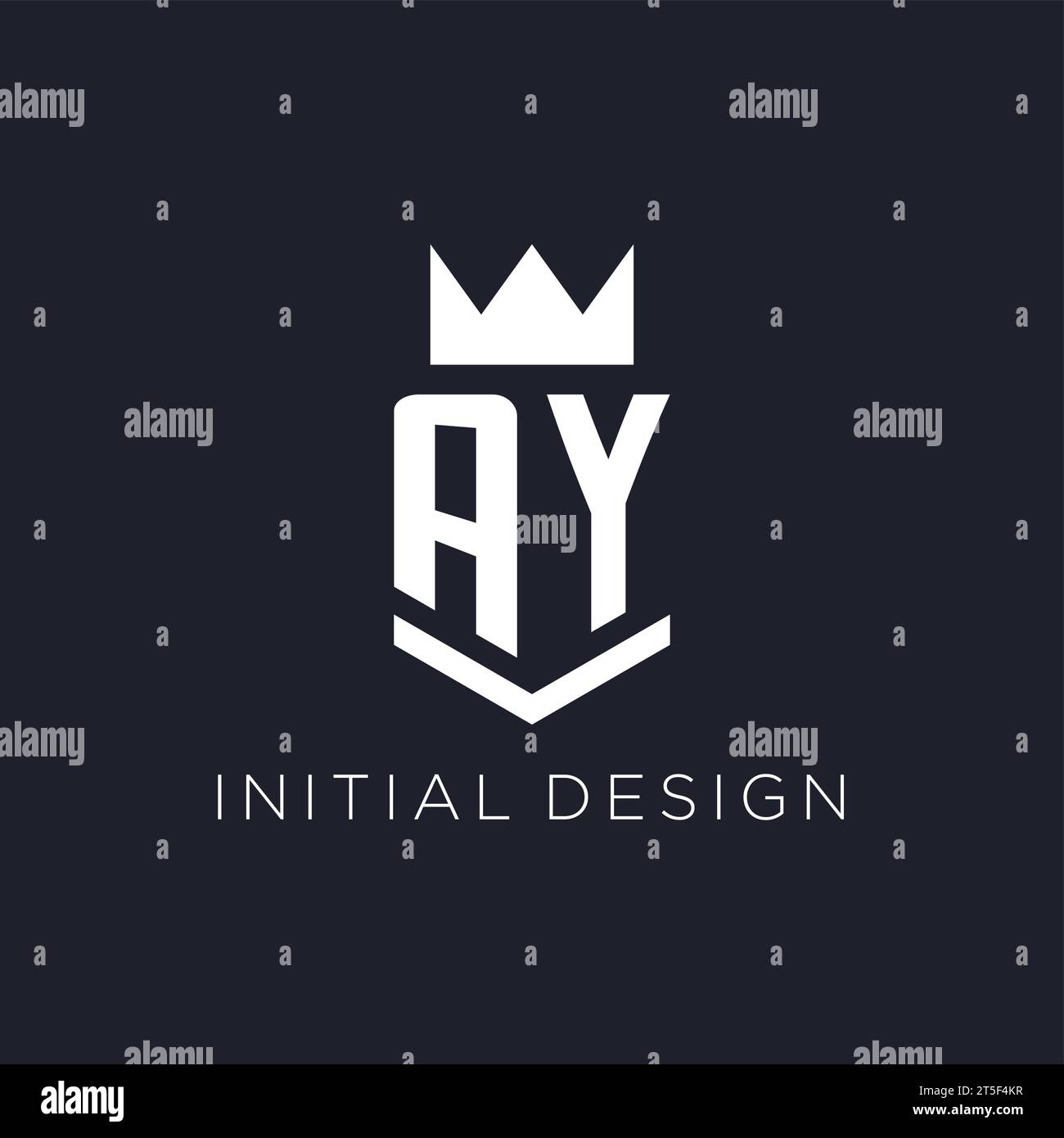 AY logo with shield and crown, initial monogram logo design ideas Stock ...