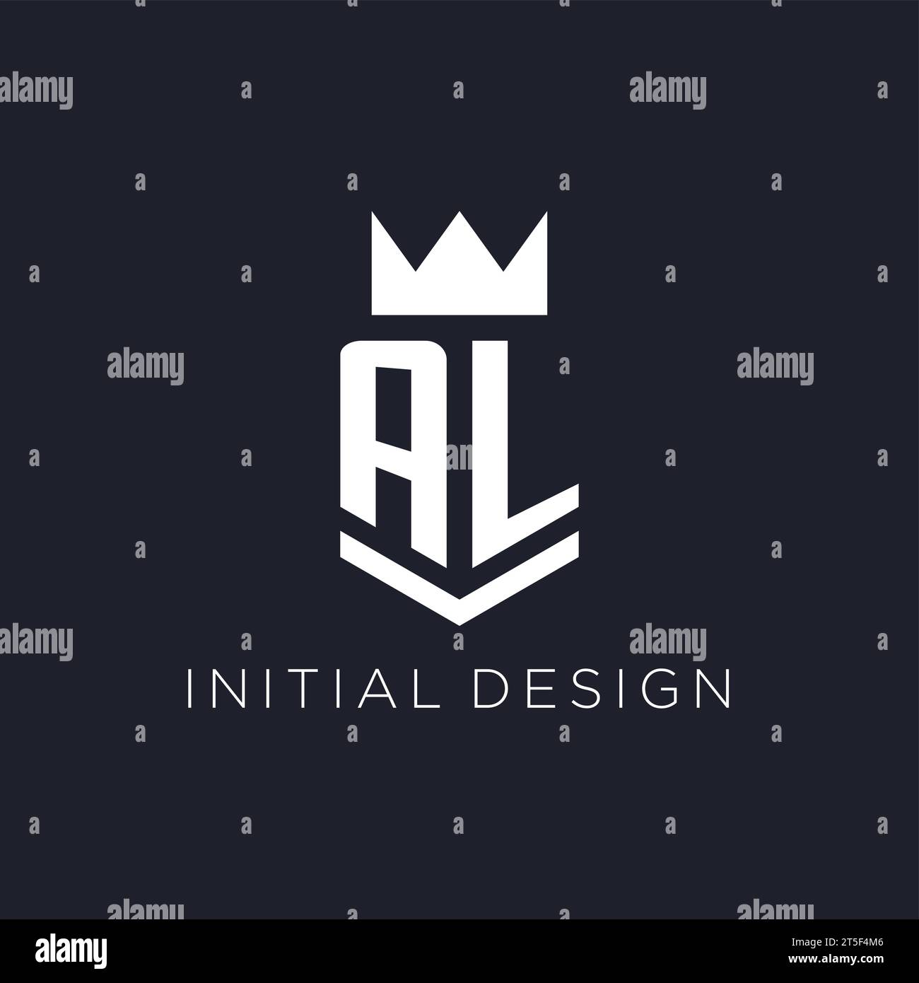 AL logo with shield and crown, initial monogram logo design ideas Stock ...