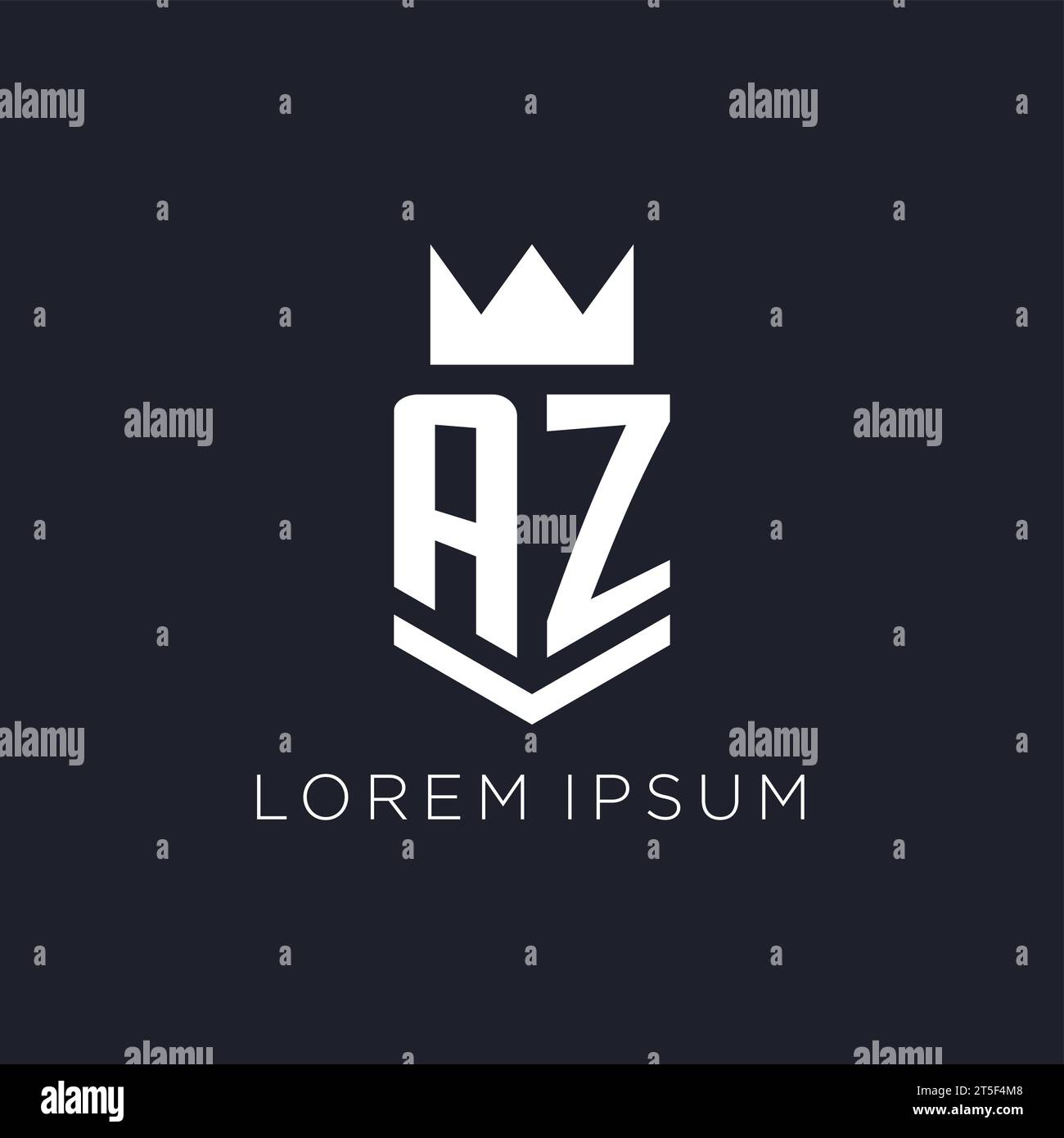 AZ logo with shield and crown, initial monogram logo design ideas Stock ...