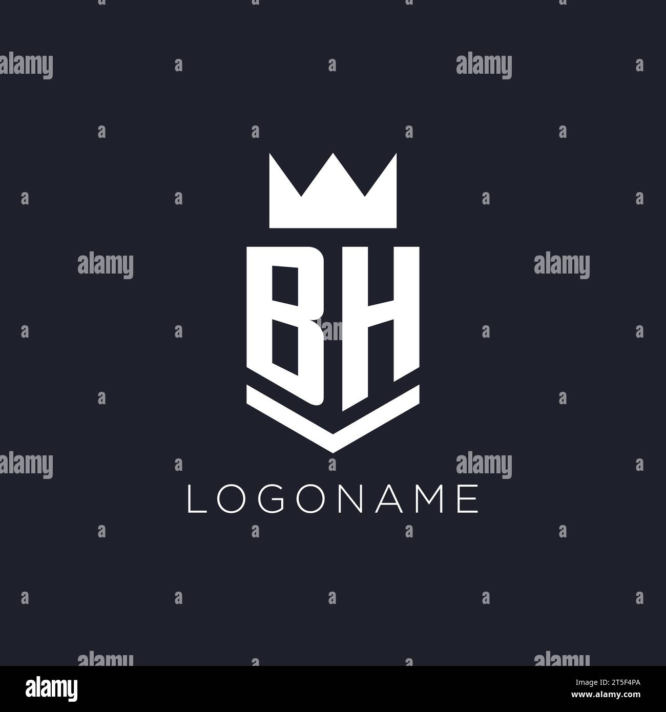BH logo with shield and crown, initial monogram logo design ideas Stock ...