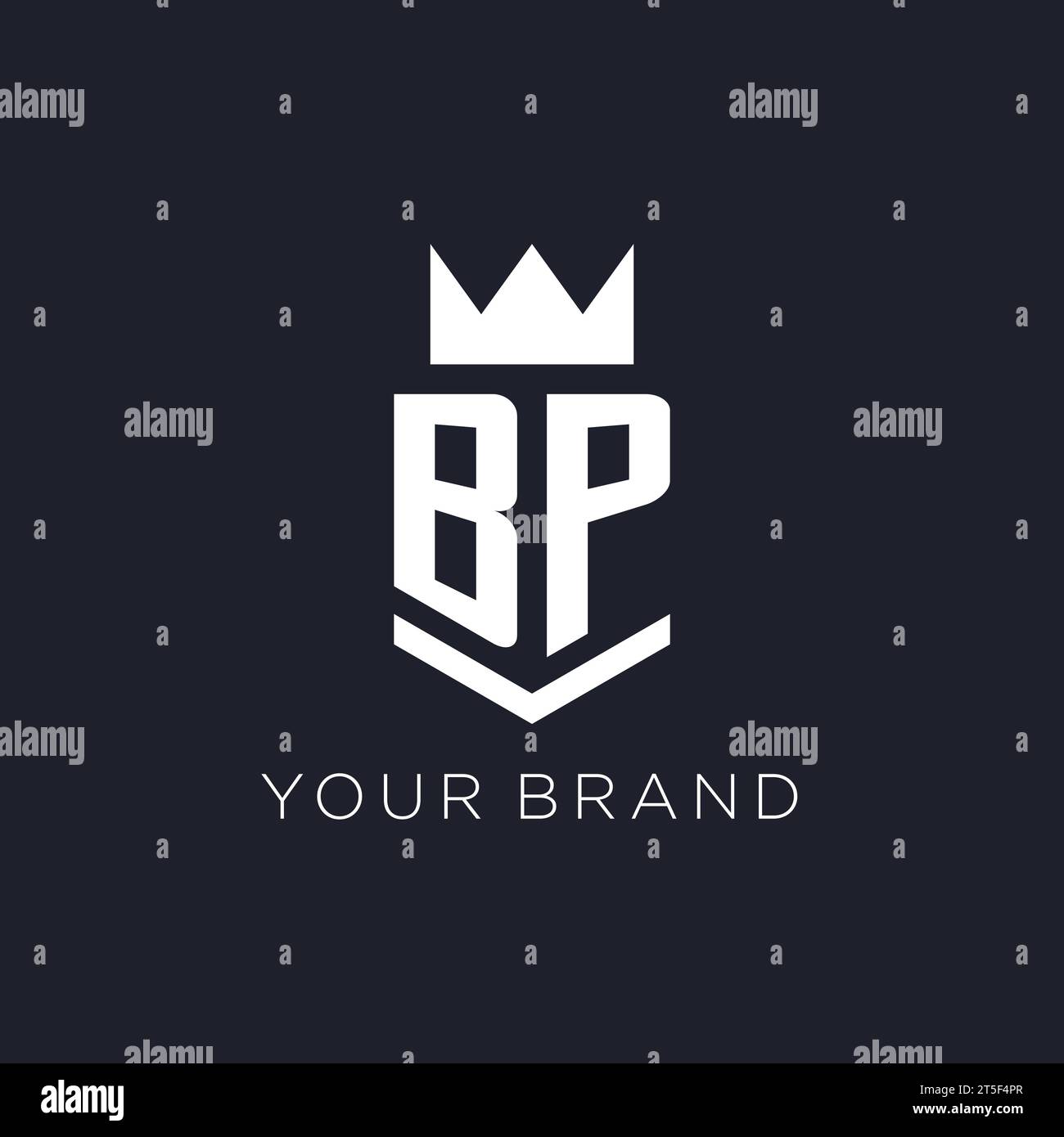BP logo with shield and crown, initial monogram logo design ideas Stock ...