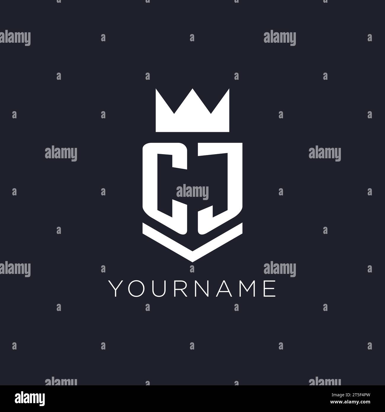 CJ logo with shield and crown, initial monogram logo design ideas Stock ...