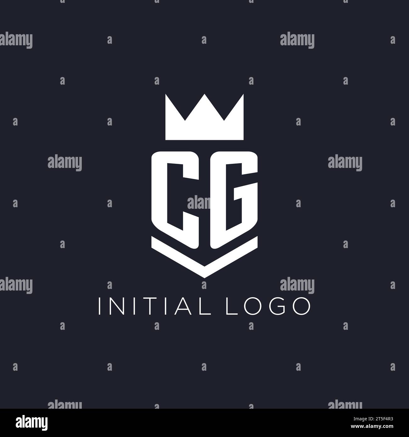 CG logo with shield and crown, initial monogram logo design ideas Stock ...