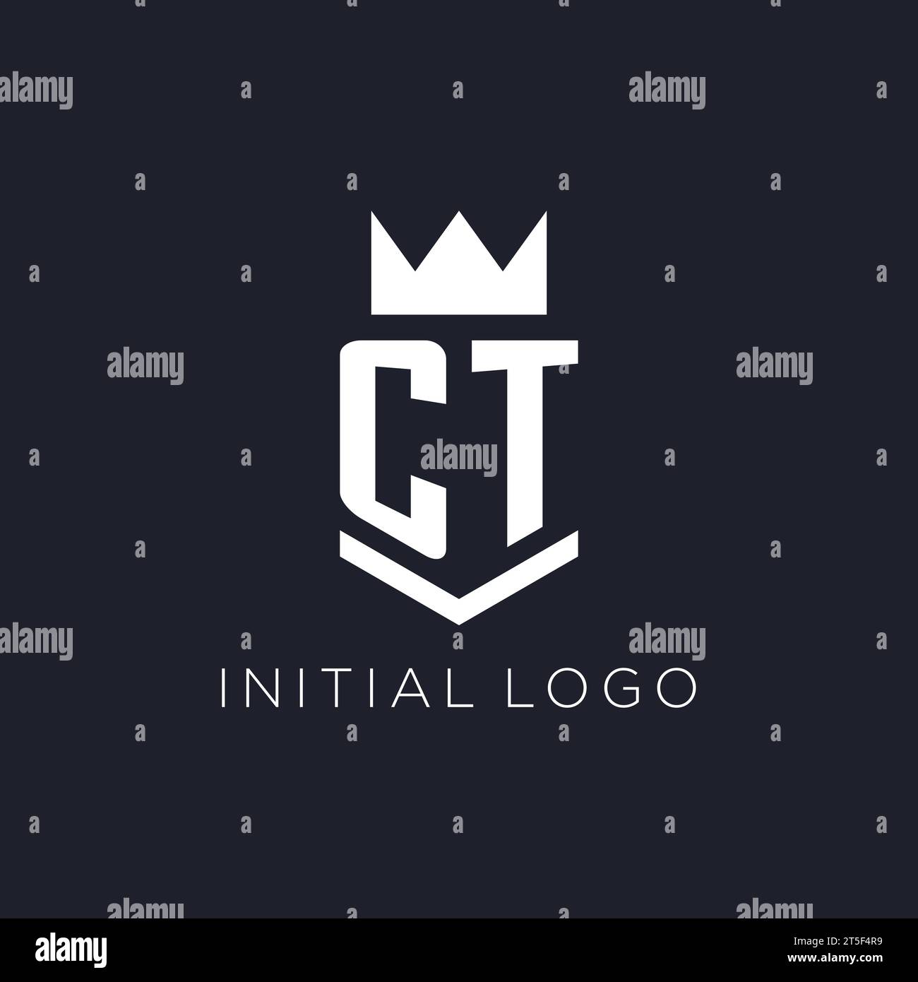 CT logo with shield and crown, initial monogram logo design ideas Stock ...