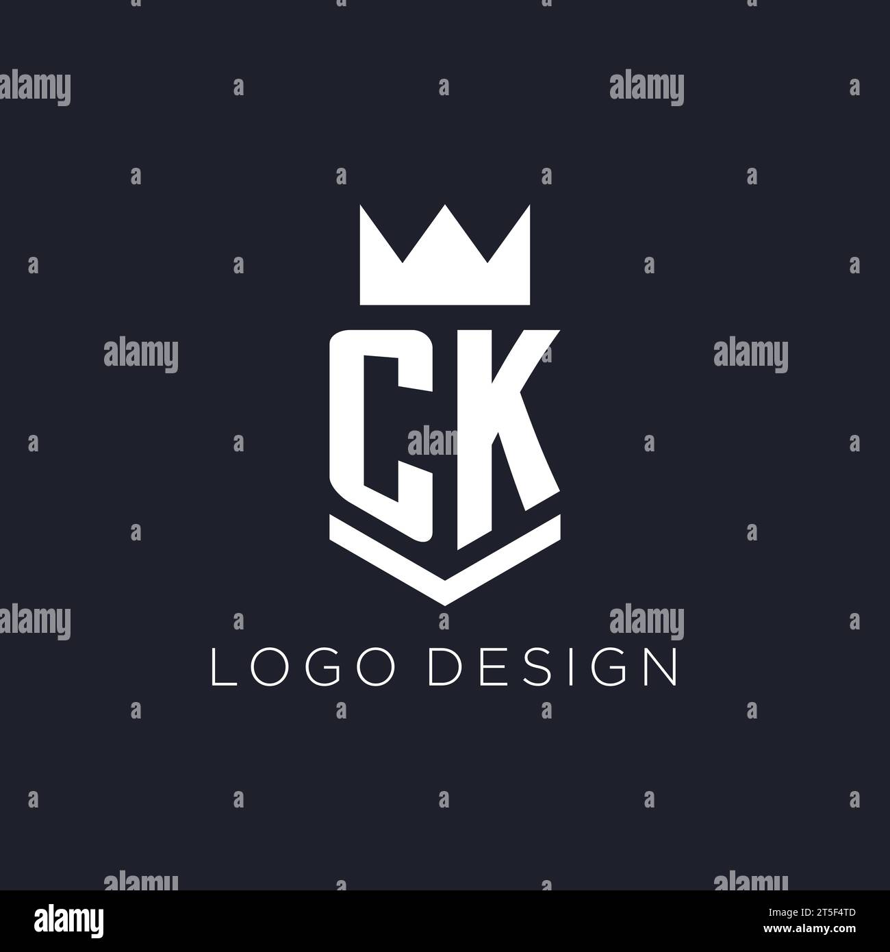 CK logo with shield and crown, initial monogram logo design ideas Stock ...