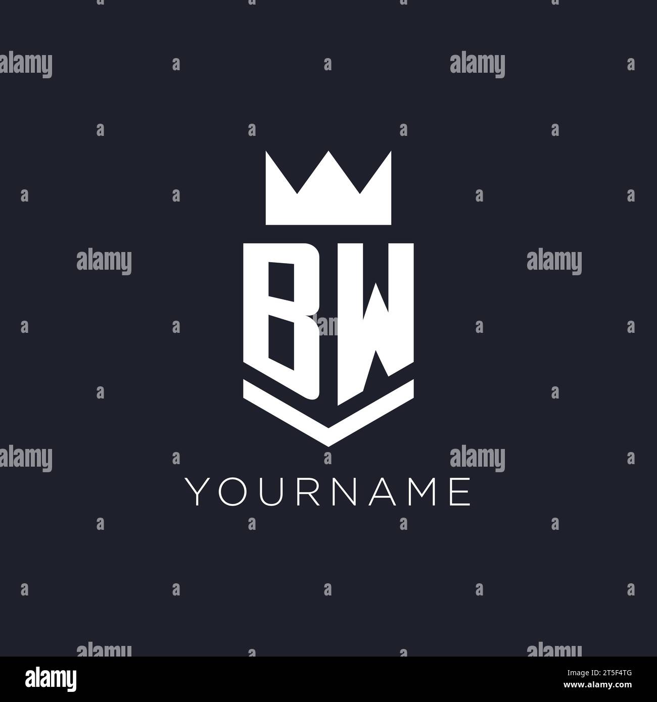 BW logo with shield and crown, initial monogram logo design ideas Stock ...