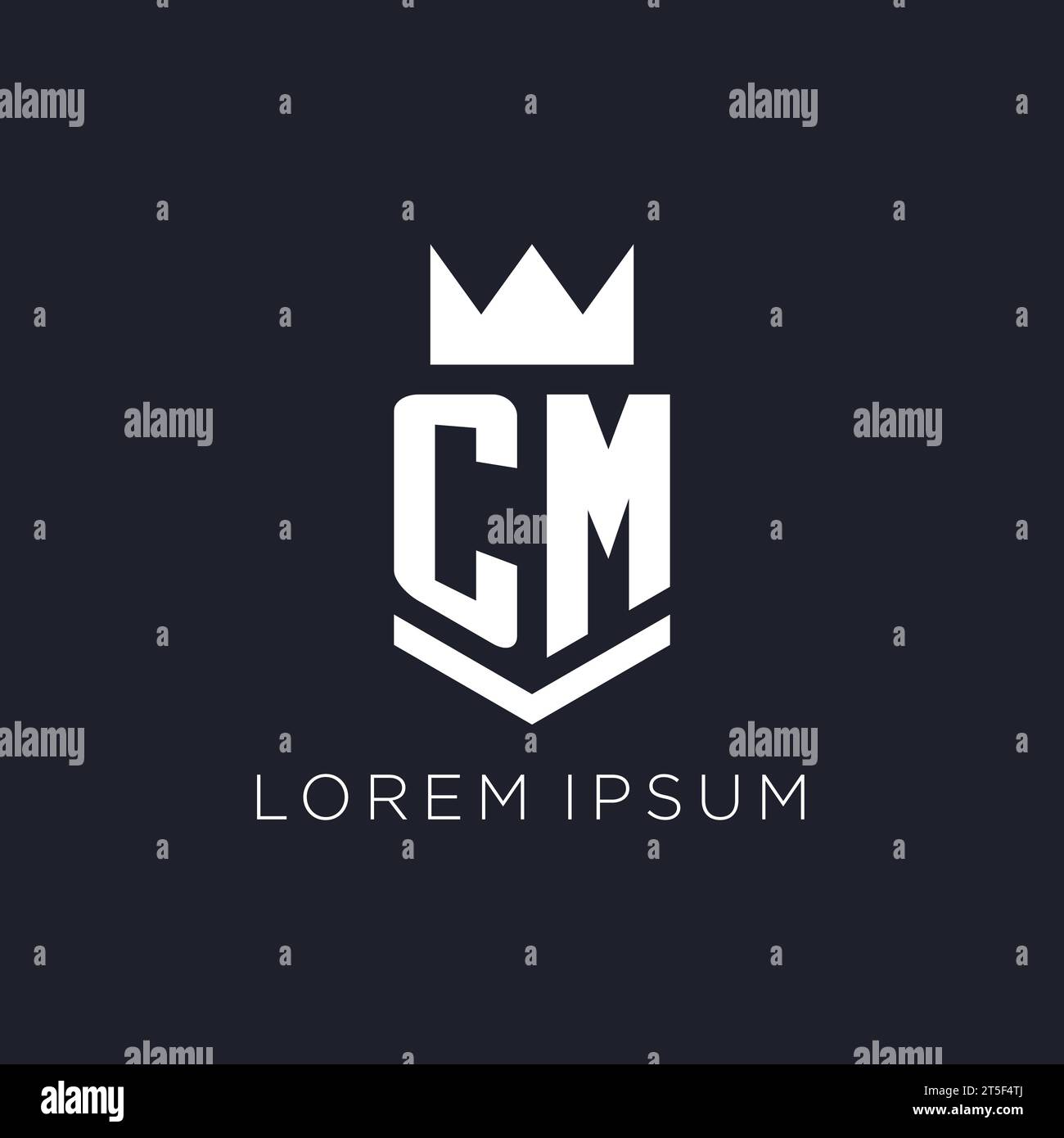 CM logo with shield and crown, initial monogram logo design ideas Stock ...
