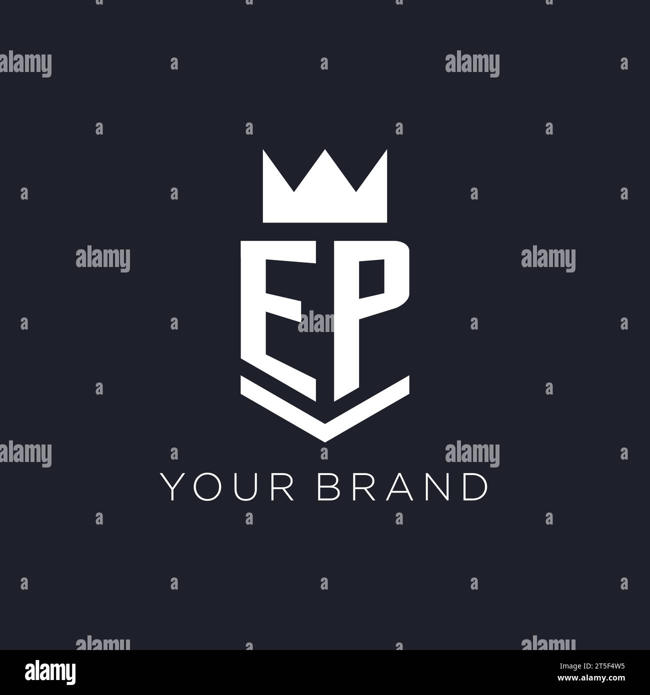 EP logo with shield and crown, initial monogram logo design ideas Stock ...