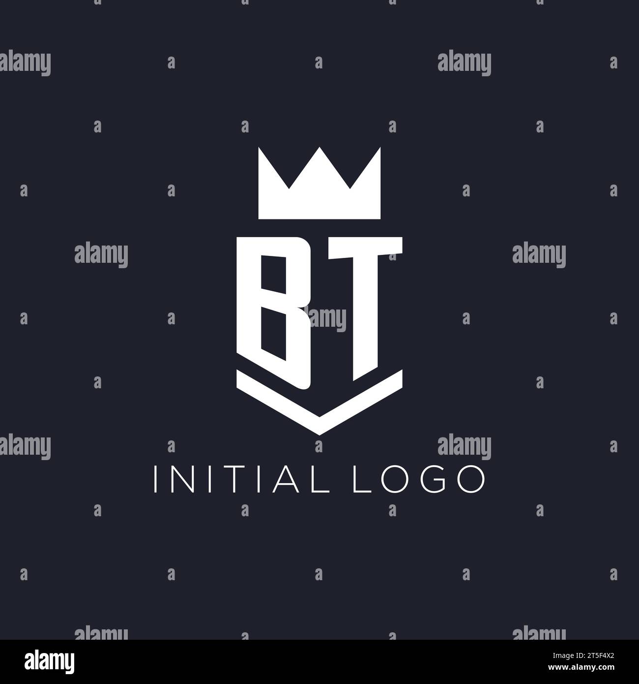 BT logo with shield and crown, initial monogram logo design ideas Stock ...