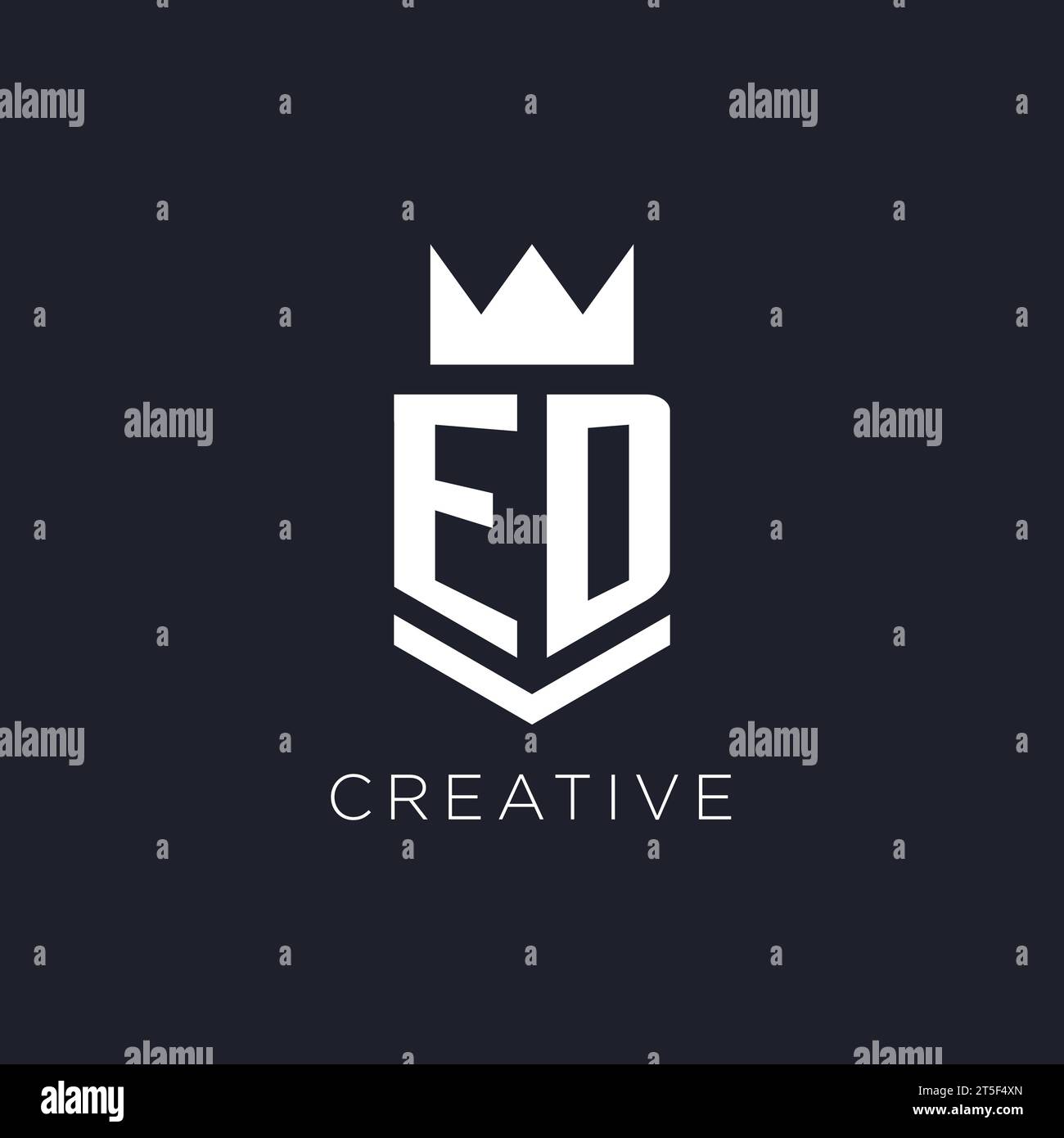 ED logo with shield and crown, initial monogram logo design ideas Stock ...