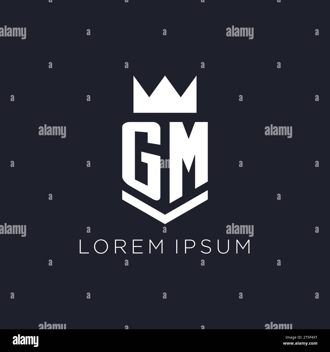 GM logo with shield and crown, initial monogram logo design ideas Stock ...