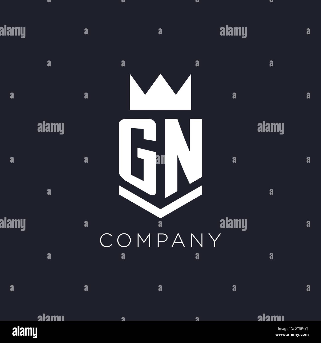 GN logo with shield and crown, initial monogram logo design ideas Stock ...