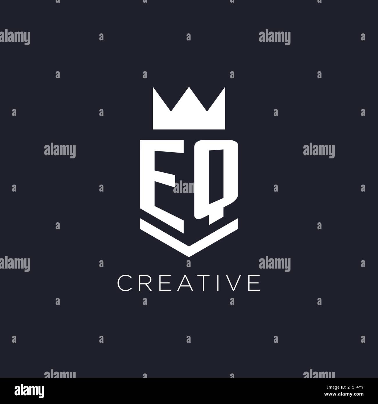 EQ logo with shield and crown, initial monogram logo design ideas Stock ...