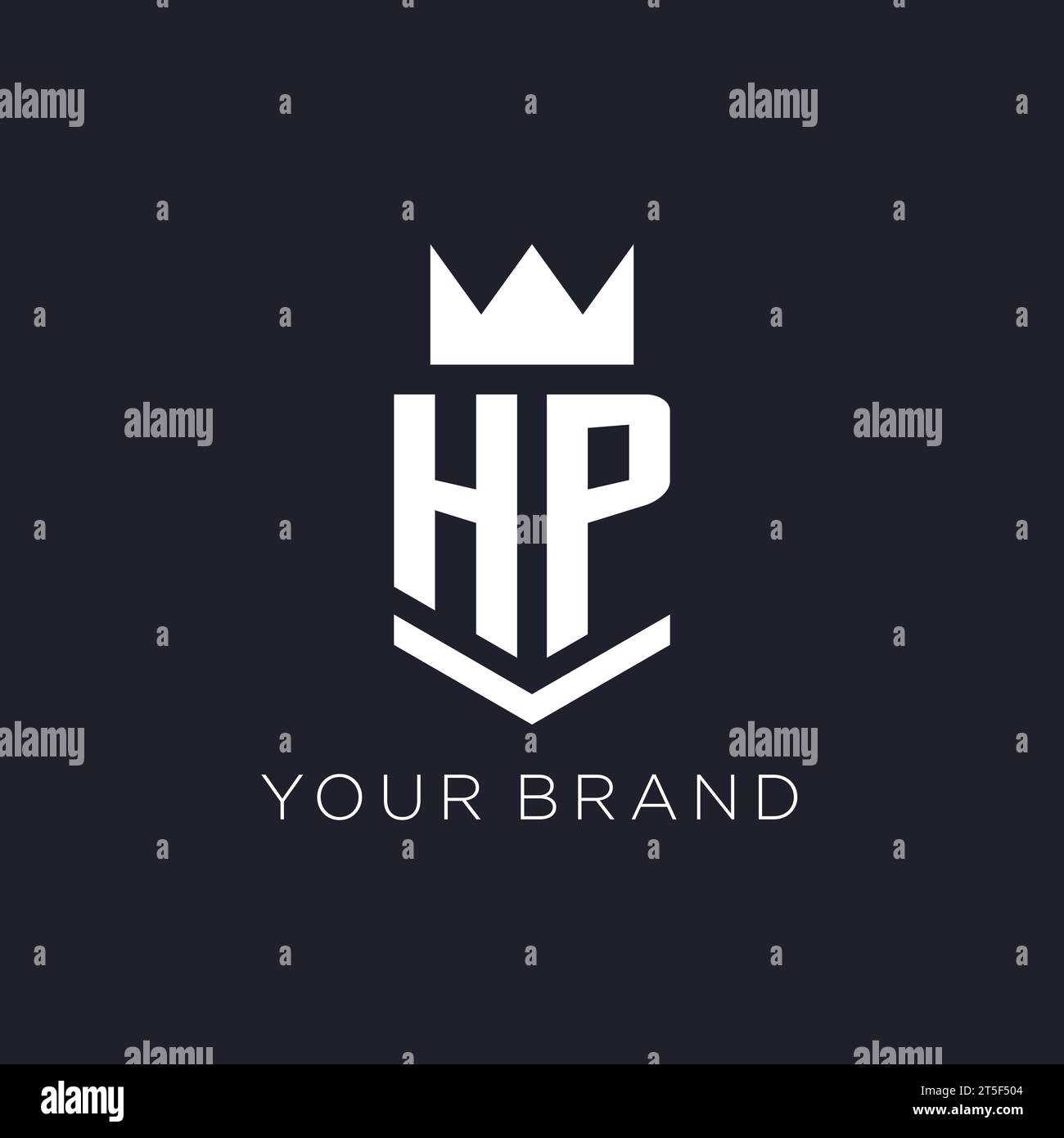 HP logo with shield and crown, initial monogram logo design ideas Stock ...