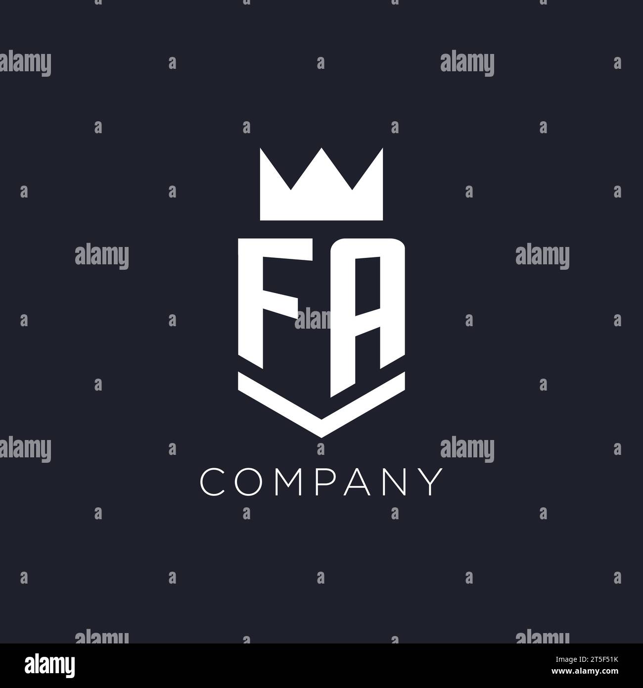 FA logo with shield and crown, initial monogram logo design ideas Stock ...