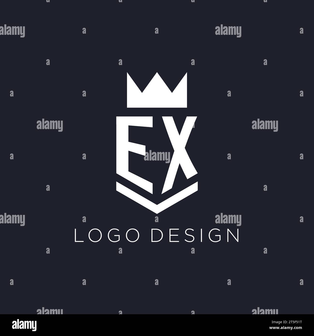 EX logo with shield and crown, initial monogram logo design ideas Stock ...