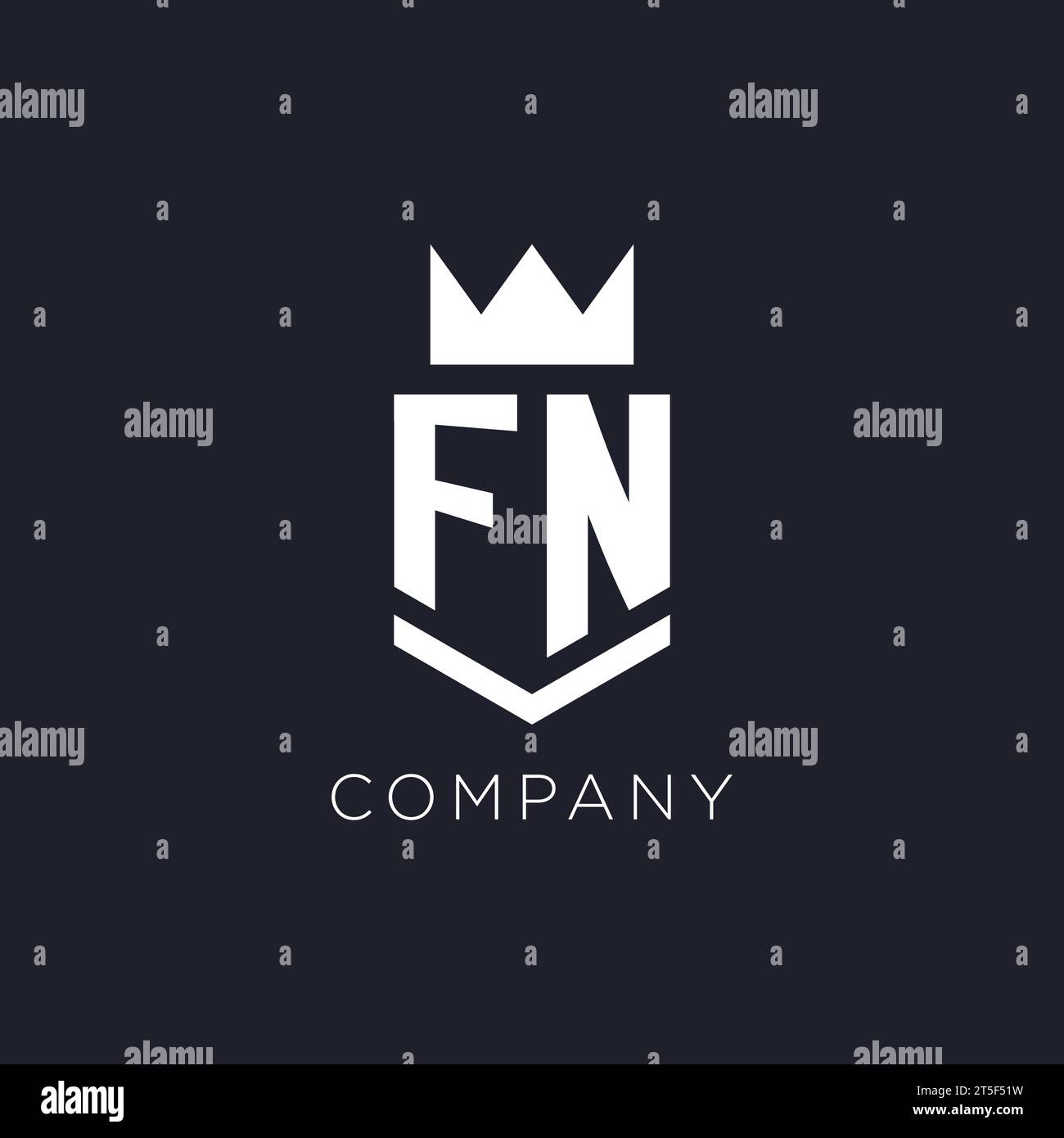 FN logo with shield and crown, initial monogram logo design ideas Stock ...