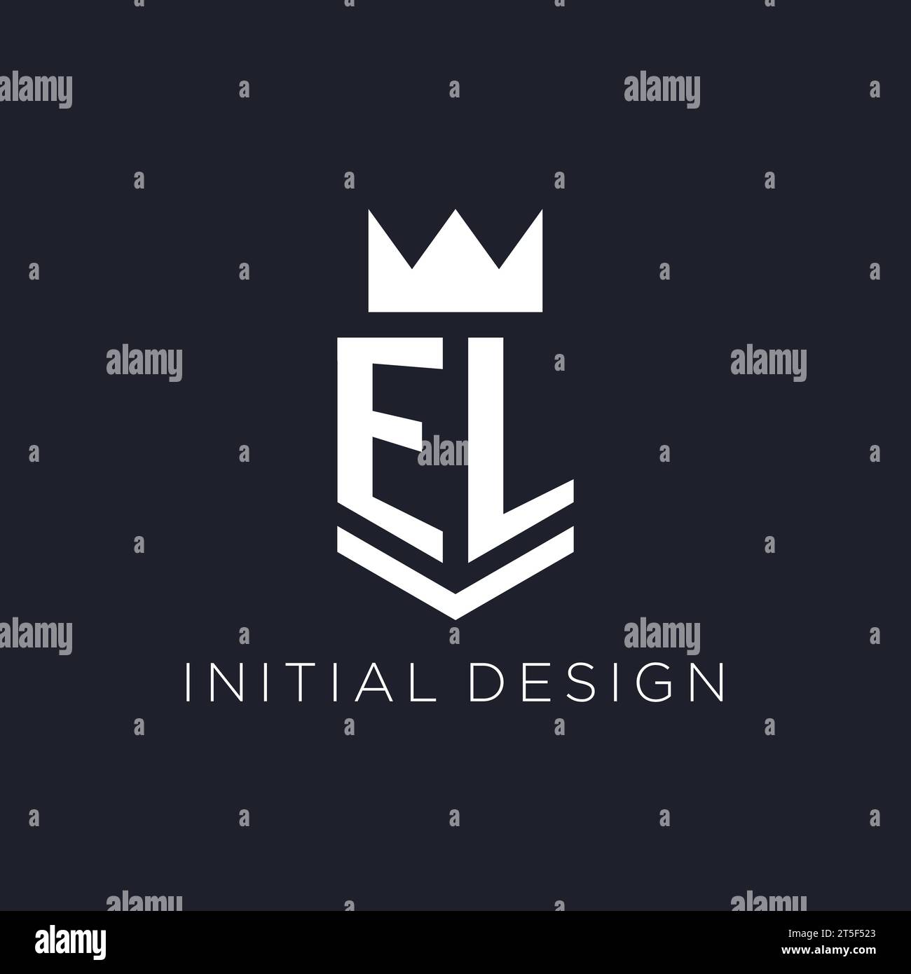 EL logo with shield and crown, initial monogram logo design ideas Stock ...