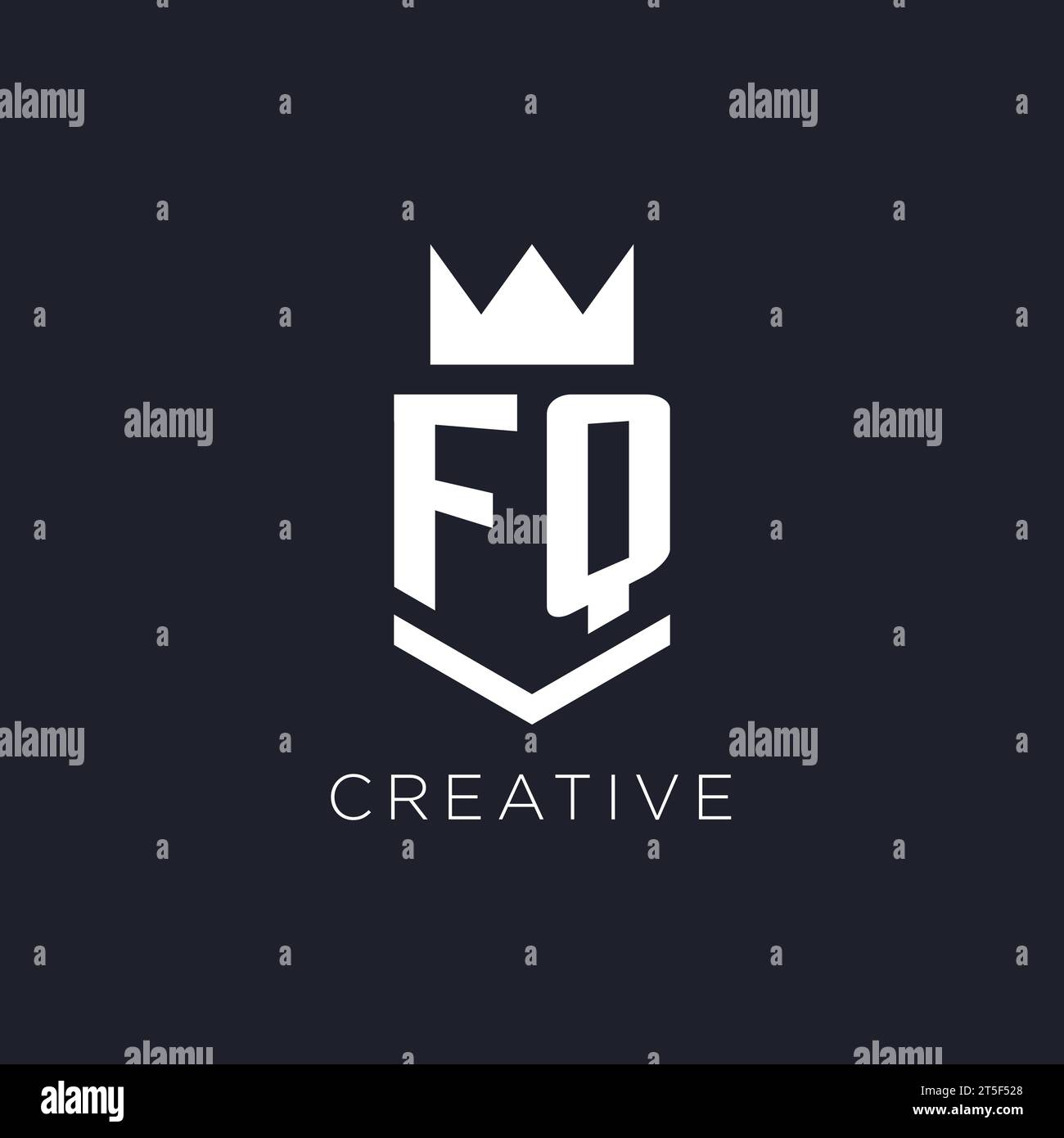 FQ logo with shield and crown, initial monogram logo design ideas Stock ...
