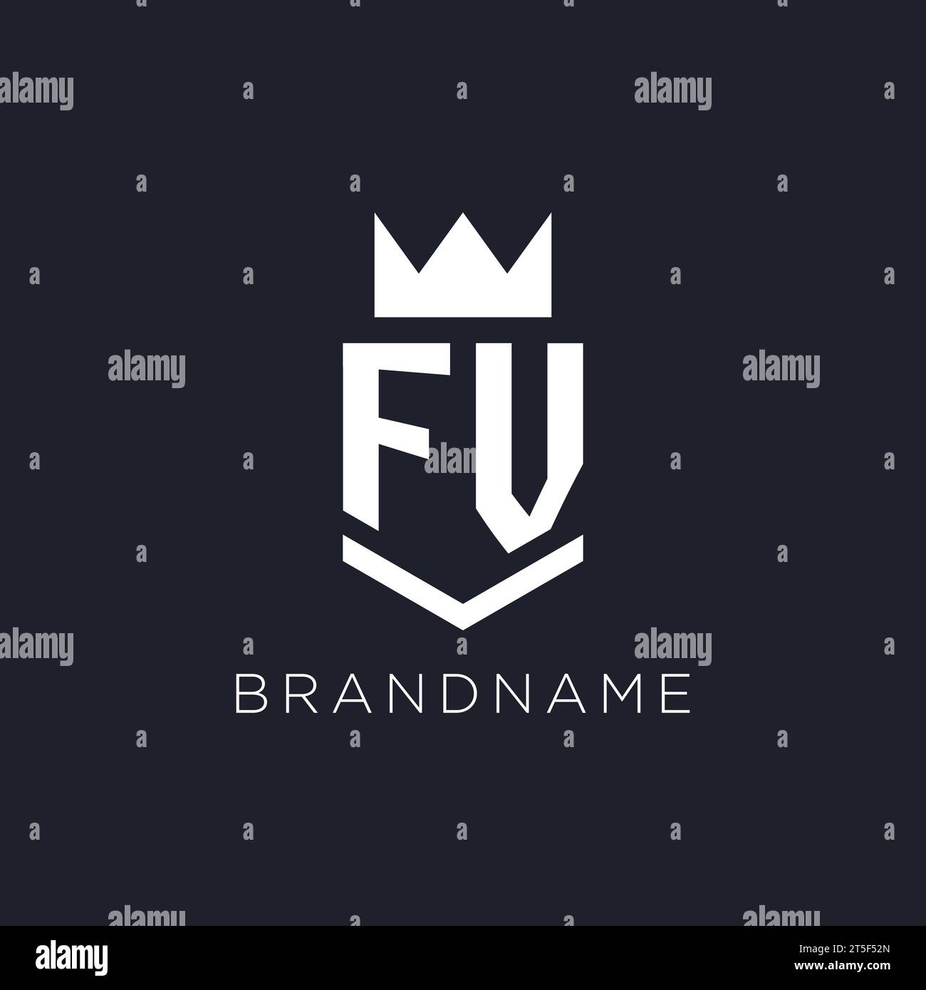 FV logo with shield and crown, initial monogram logo design ideas Stock ...