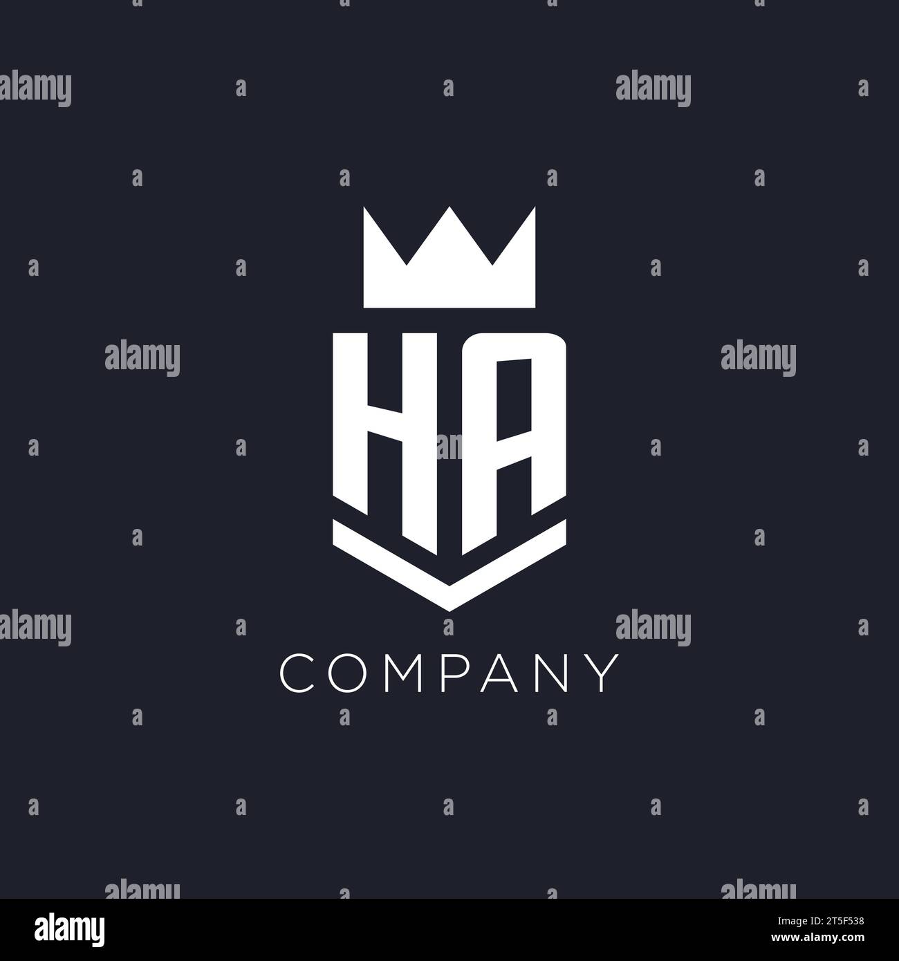 HA logo with shield and crown, initial monogram logo design ideas Stock ...