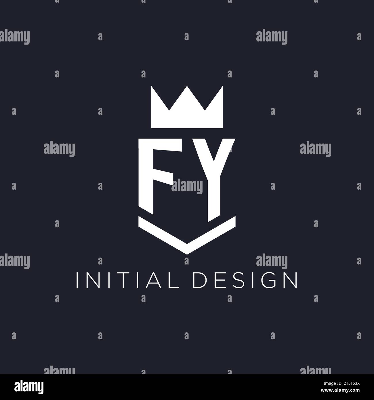 FY logo with shield and crown, initial monogram logo design ideas Stock ...