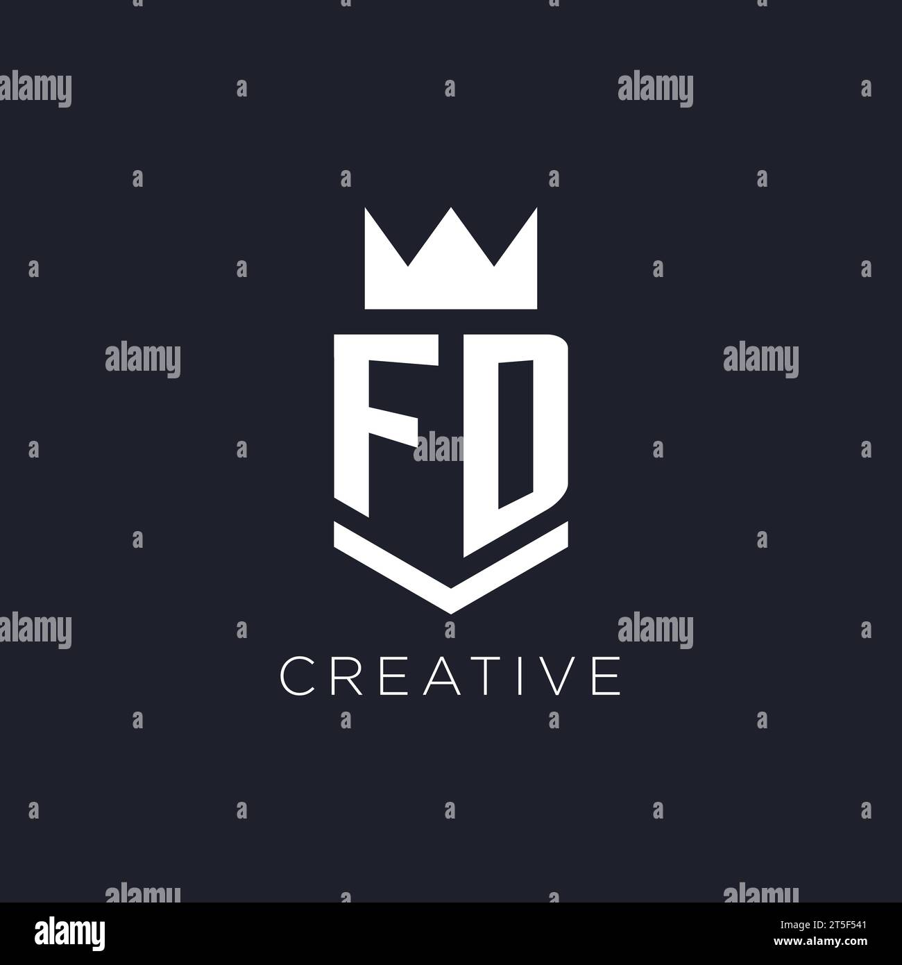 FD logo with shield and crown, initial monogram logo design ideas Stock ...