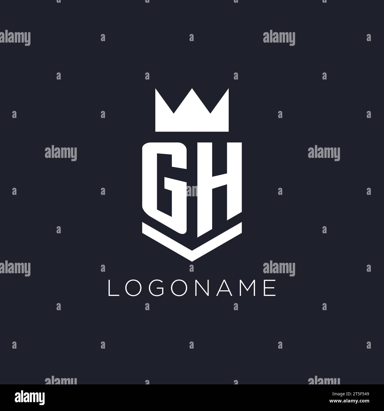 GH logo with shield and crown, initial monogram logo design ideas Stock ...