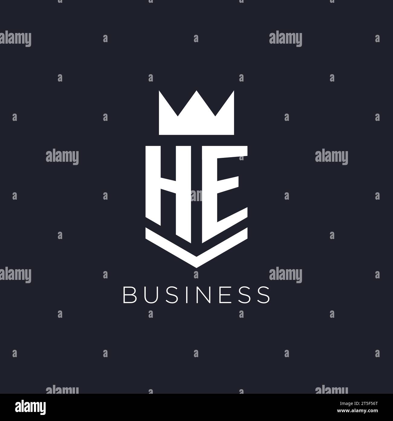 HE logo with shield and crown, initial monogram logo design ideas Stock ...