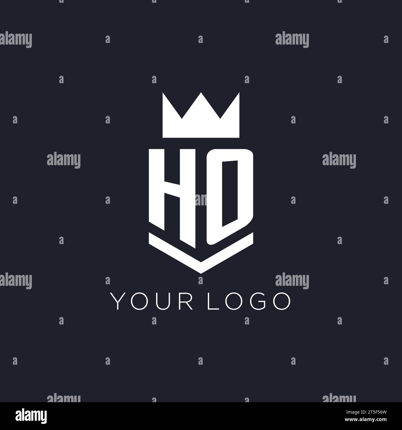 HO logo with shield and crown, initial monogram logo design ideas Stock ...