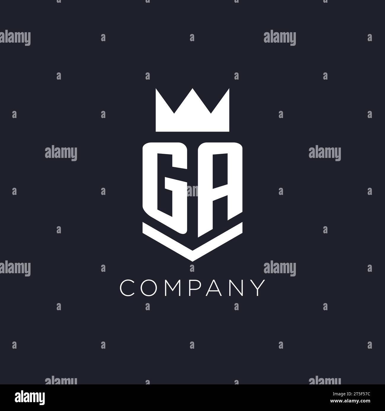 GA logo with shield and crown, initial monogram logo design ideas Stock ...