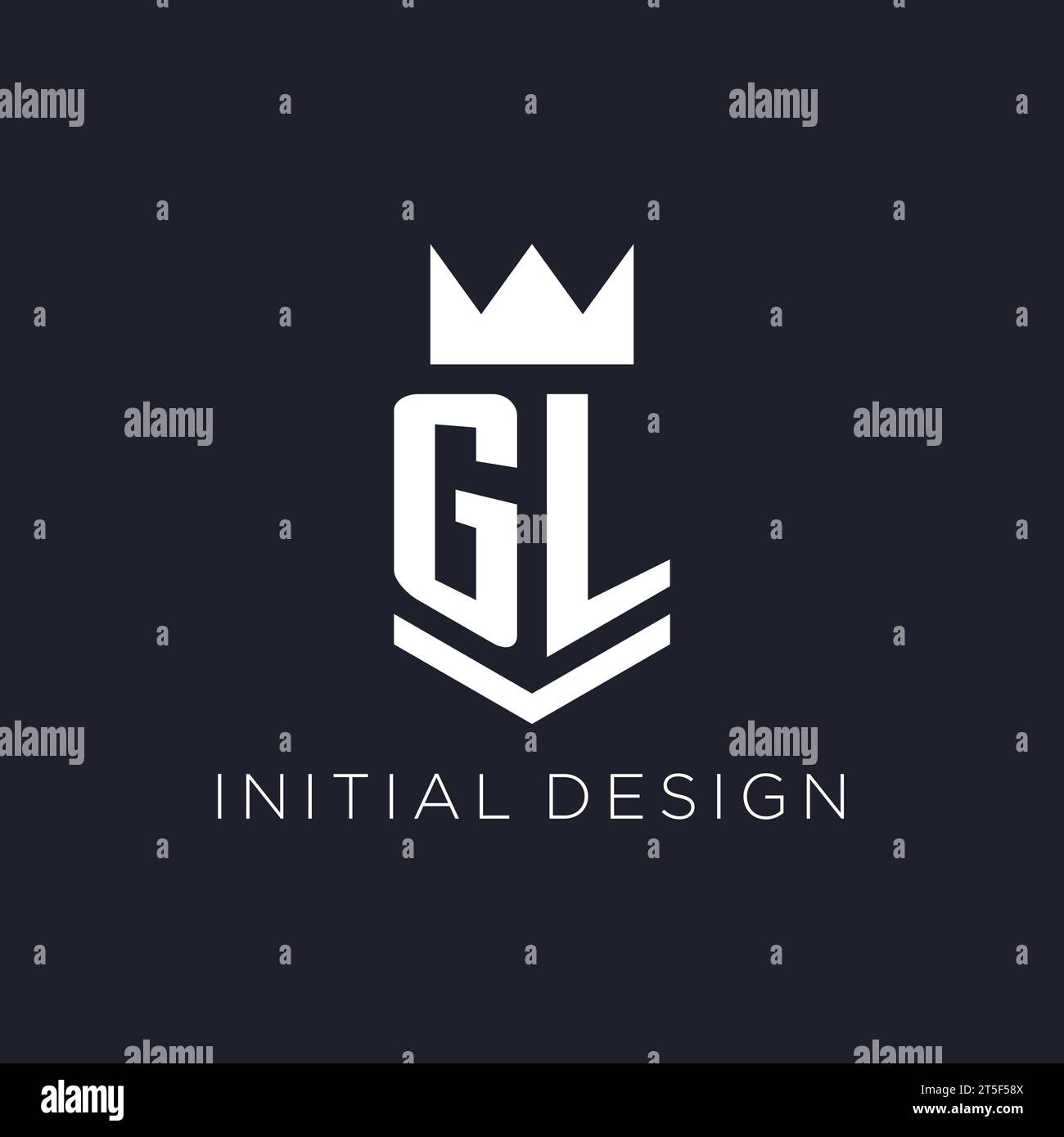 GL logo with shield and crown, initial monogram logo design ideas Stock ...