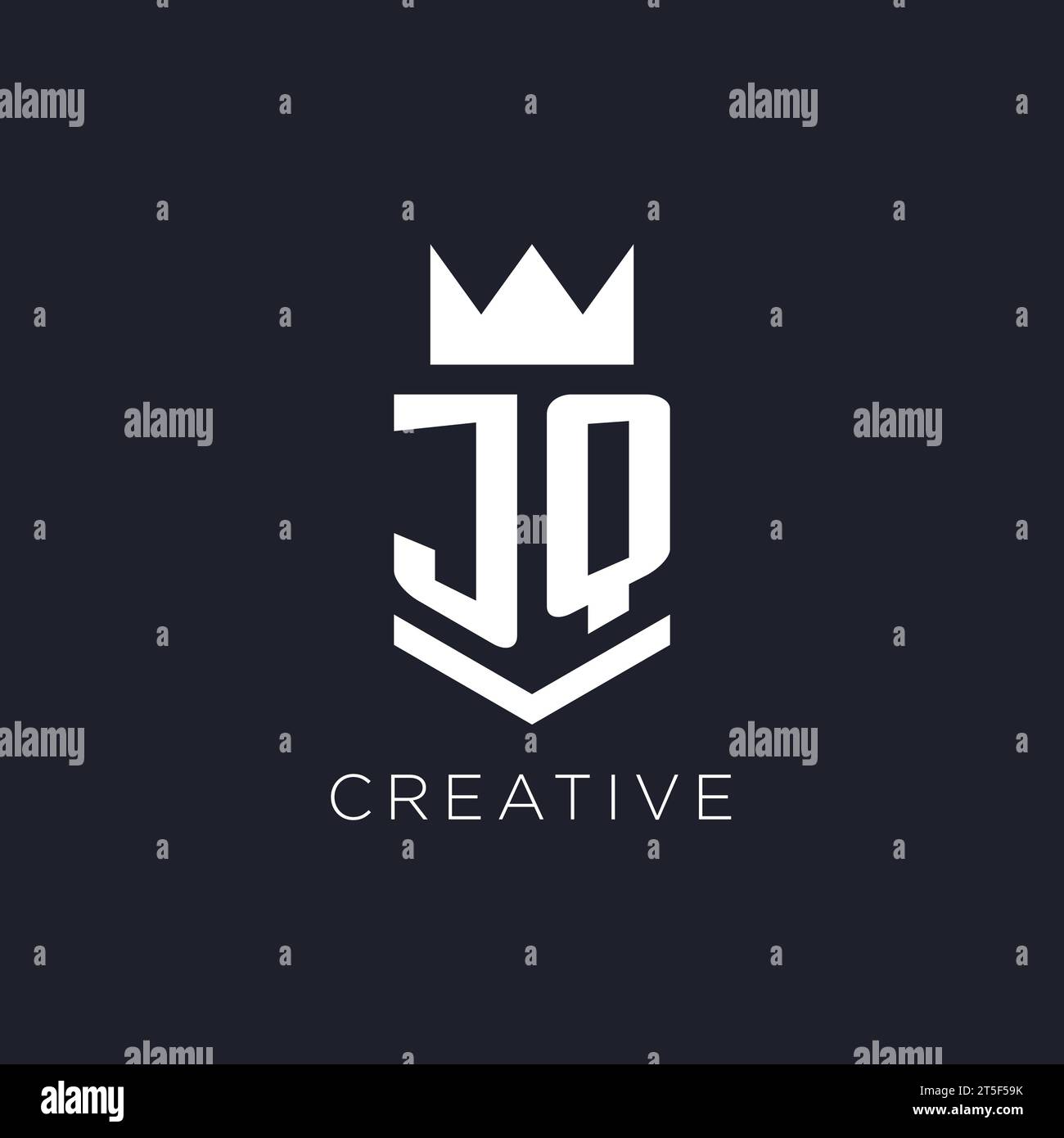 JQ logo with shield and crown, initial monogram logo design ideas Stock ...