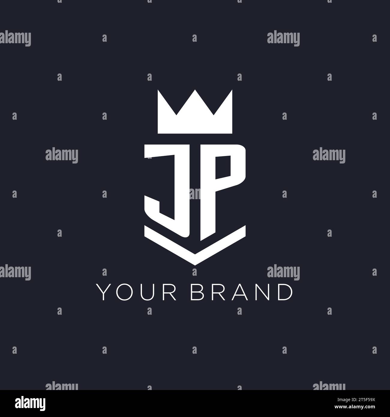 JP logo with shield and crown, initial monogram logo design ideas Stock ...