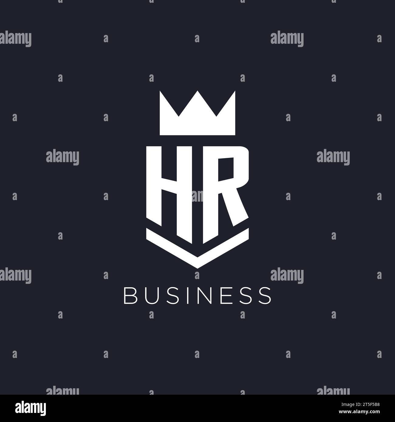 HR logo with shield and crown, initial monogram logo design ideas Stock ...