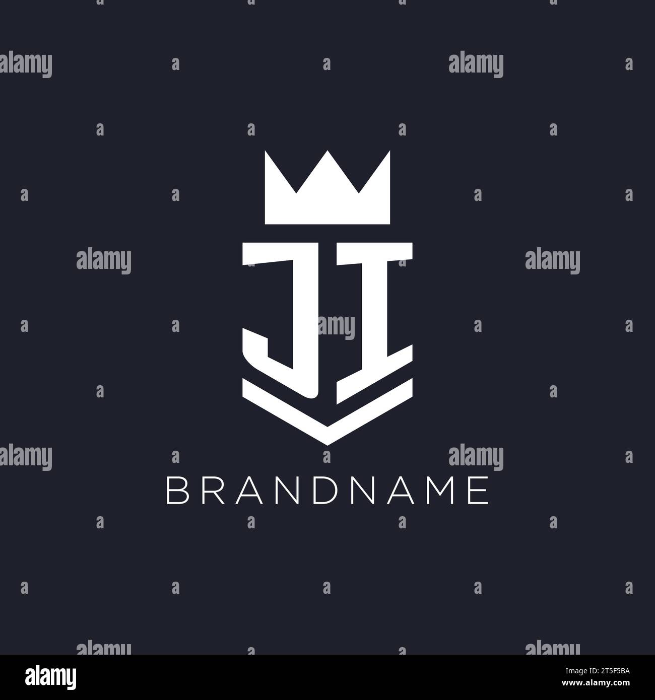 JI logo with shield and crown, initial monogram logo design ideas Stock ...