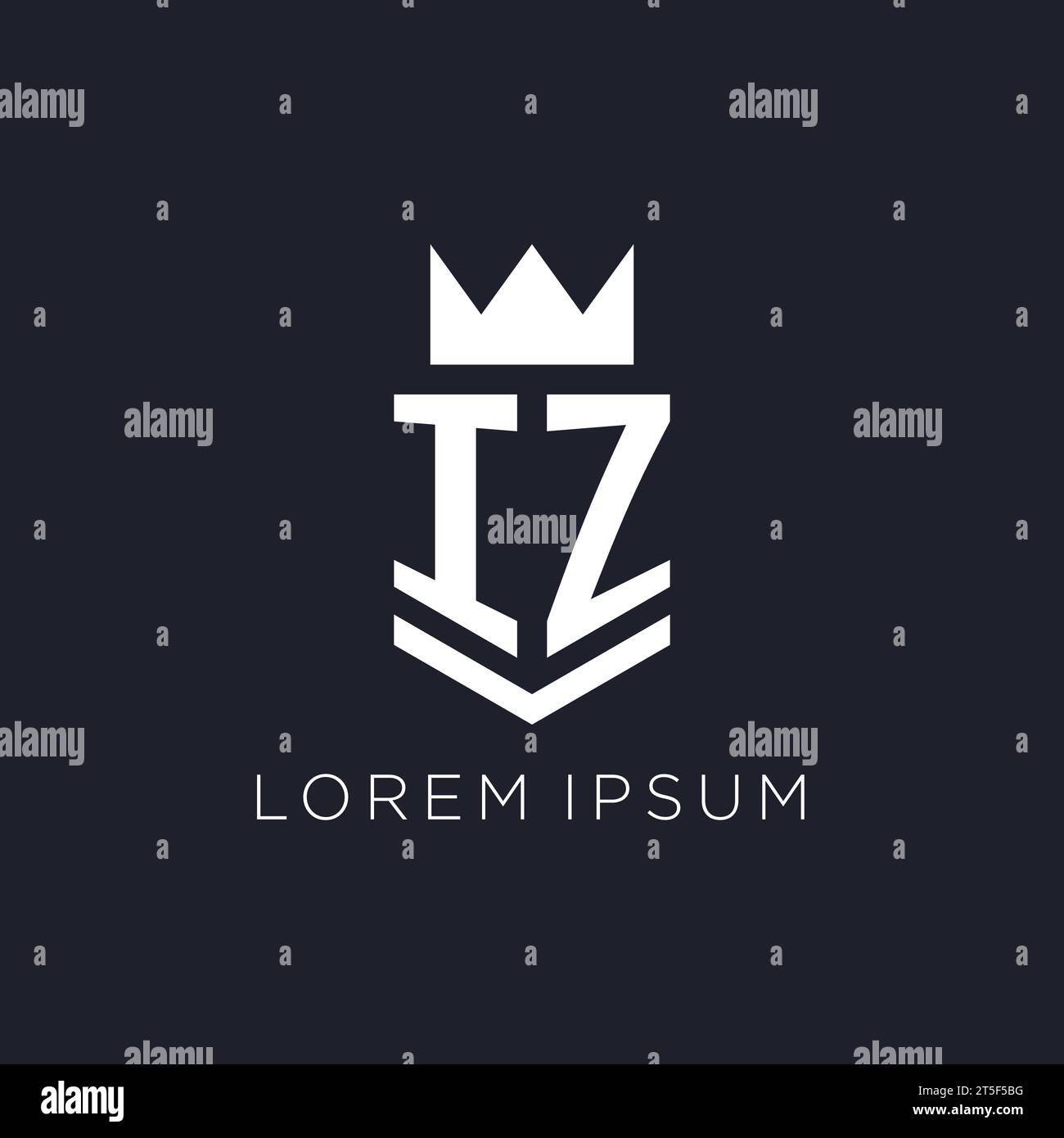 IZ logo with shield and crown, initial monogram logo design ideas Stock ...