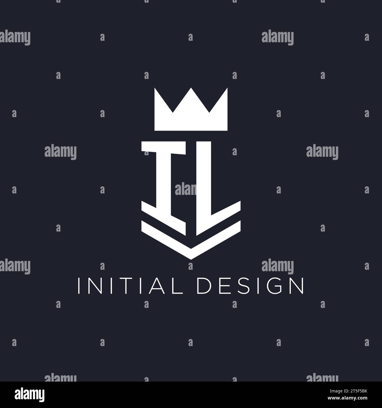 IL logo with shield and crown, initial monogram logo design ideas Stock ...