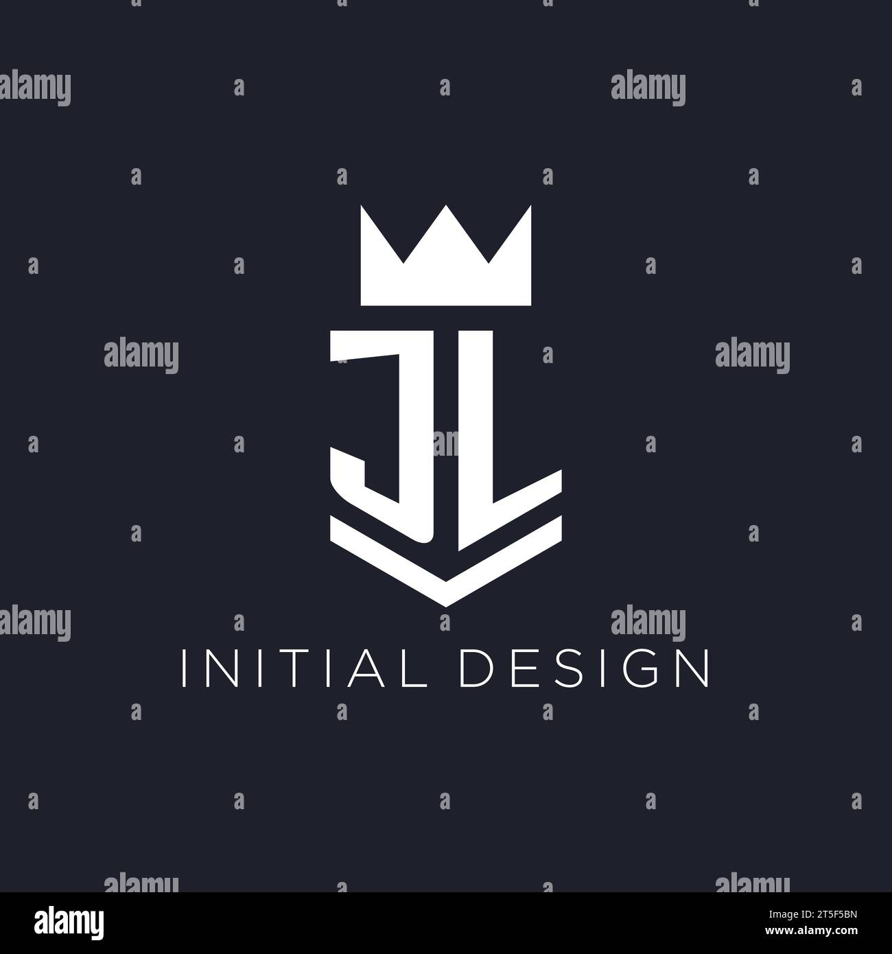 JL logo with shield and crown, initial monogram logo design ideas Stock ...