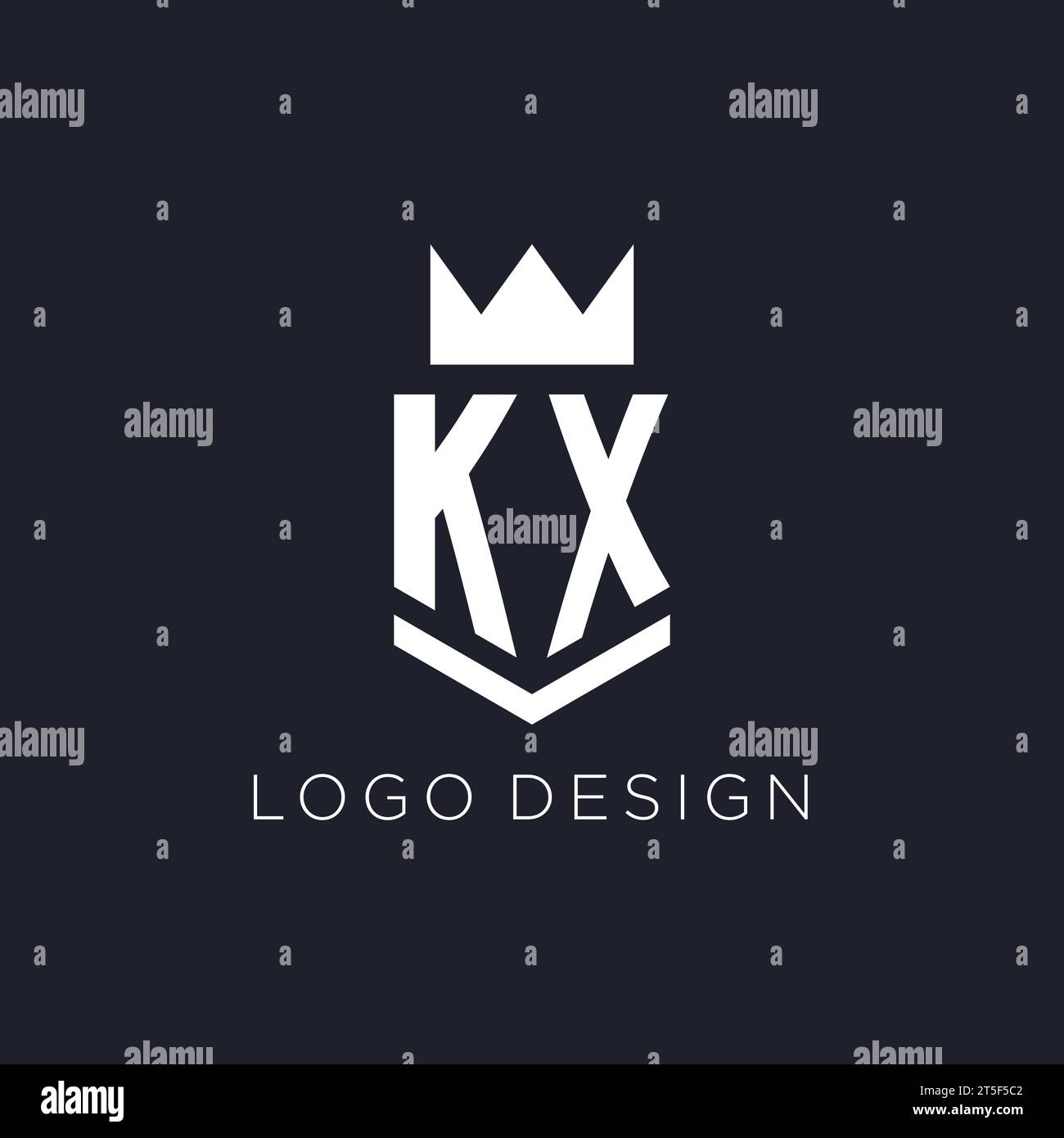 KX logo with shield and crown, initial monogram logo design ideas Stock ...