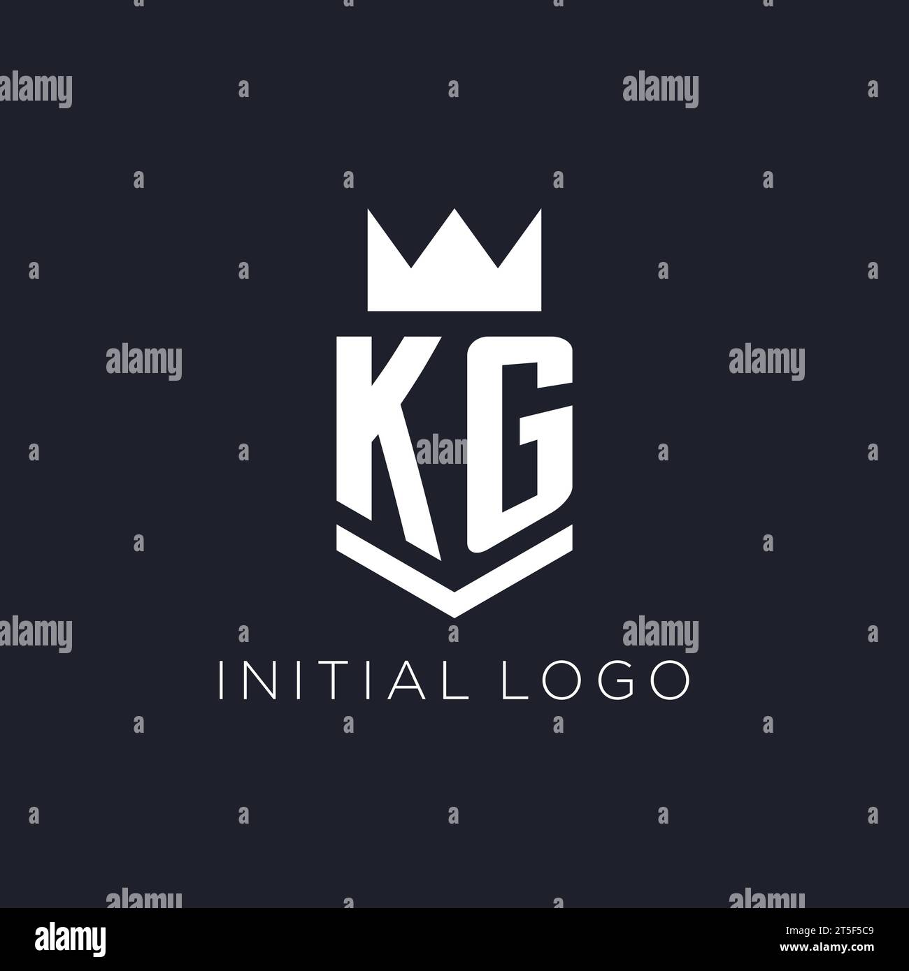 KG logo with shield and crown, initial monogram logo design ideas Stock ...