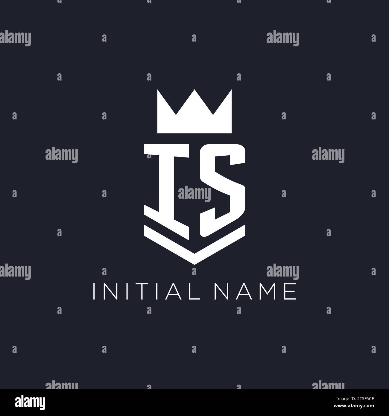 IS logo with shield and crown, initial monogram logo design ideas Stock ...