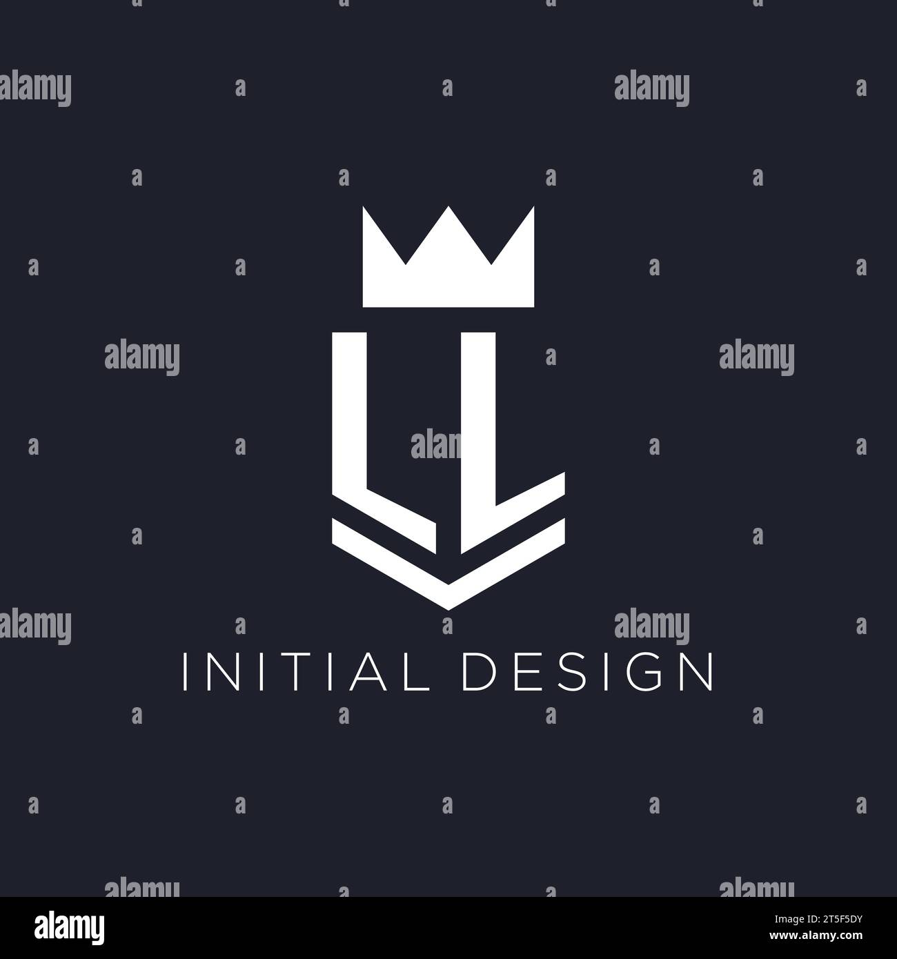 LL logo with shield and crown, initial monogram logo design ideas Stock ...