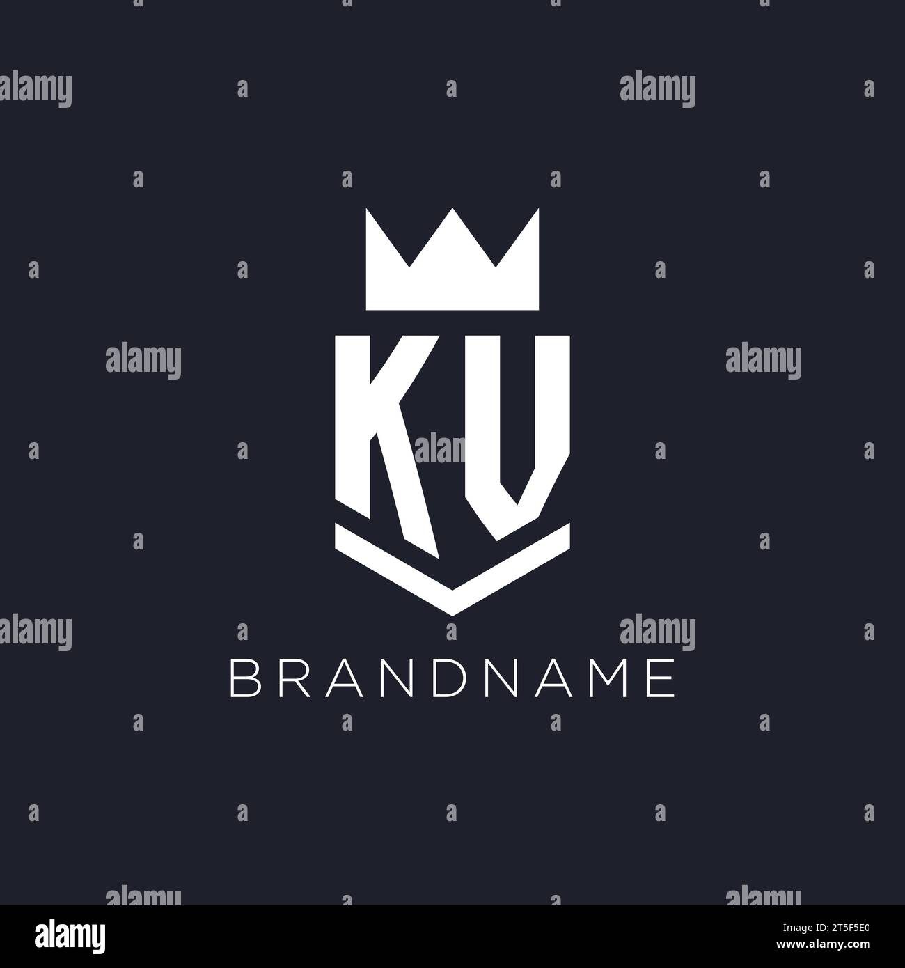 KV logo with shield and crown, initial monogram logo design ideas Stock ...