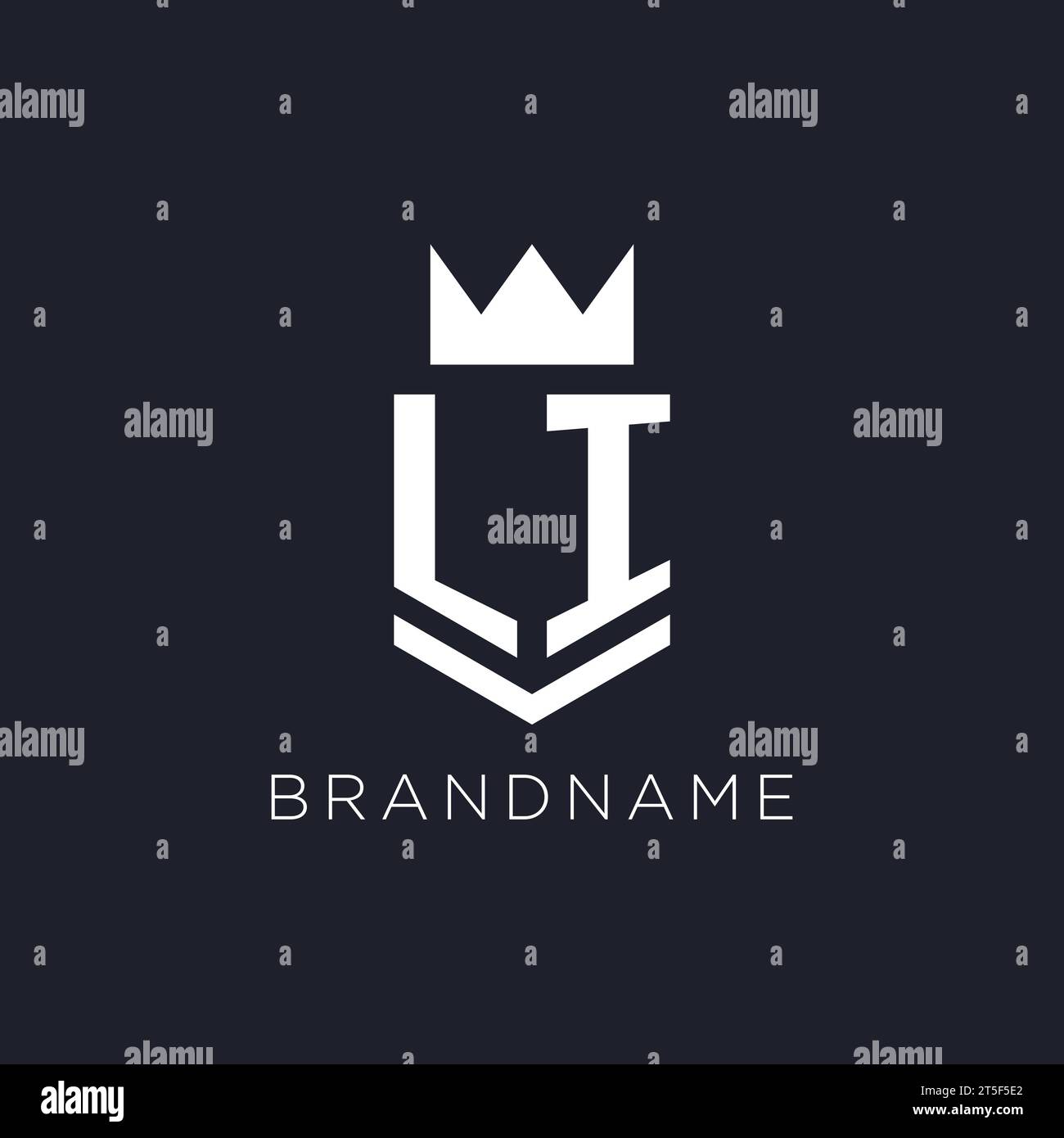 LI logo with shield and crown, initial monogram logo design ideas Stock ...