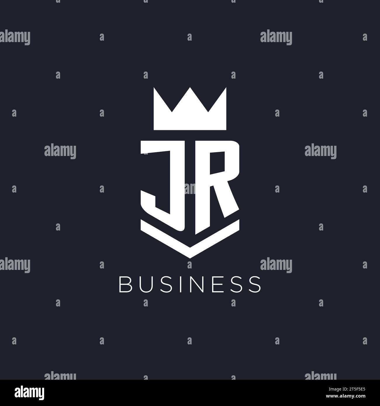 JR logo with shield and crown, initial monogram logo design ideas Stock ...