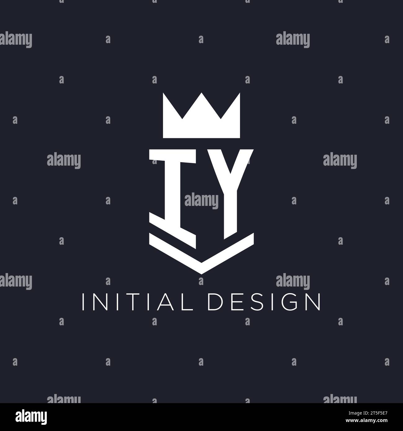IY logo with shield and crown, initial monogram logo design ideas Stock ...