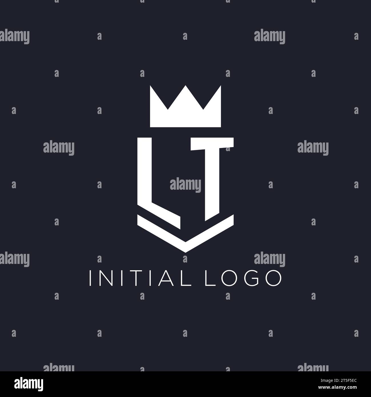 LT logo with shield and crown, initial monogram logo design ideas Stock ...